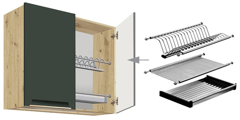 GLAMOUR z | horní skříňka GLA-53G s odkapávačem | 80 cm | zelená mat