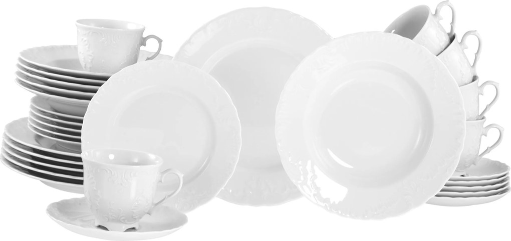 XXXLutz KOMBINOVANÁ SOUPRAVA Rokoko weiss 30dílné Creatable - Online Only nádobí - 007768068805
