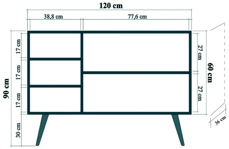 Příborník Mega Green, 120 x 94 cm