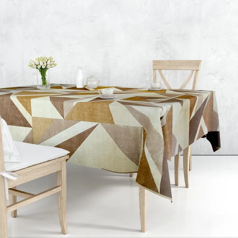 Ubrus PVC DC-530 – Hnědá geometrie (různé velikosti)