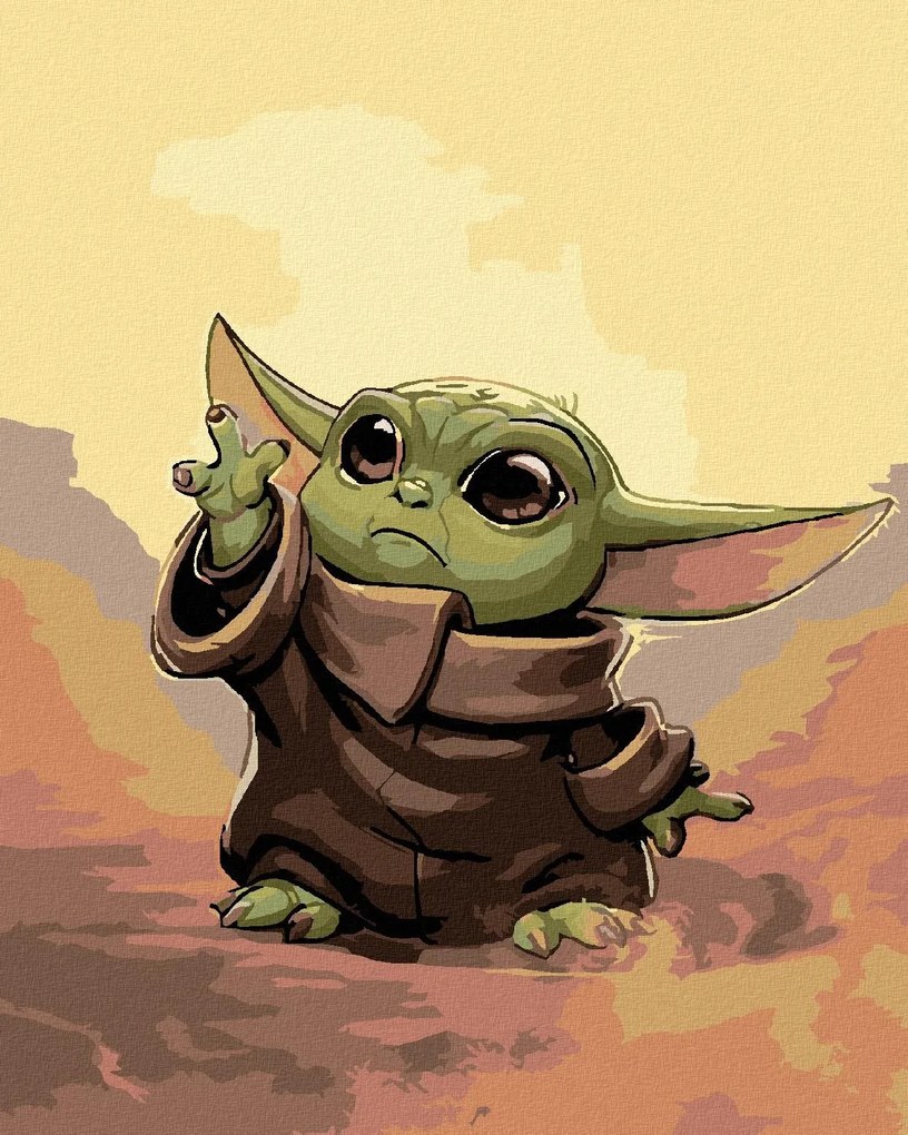 zuty malování podle čísel - baby yoda, 40x50 cm, bez rámu a bez vypnutí plátna