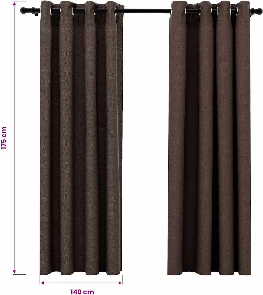 Zatemňovací závěsy s kroužky vzhled lnu 2 ks taupe 140 x 175 cm 321200
