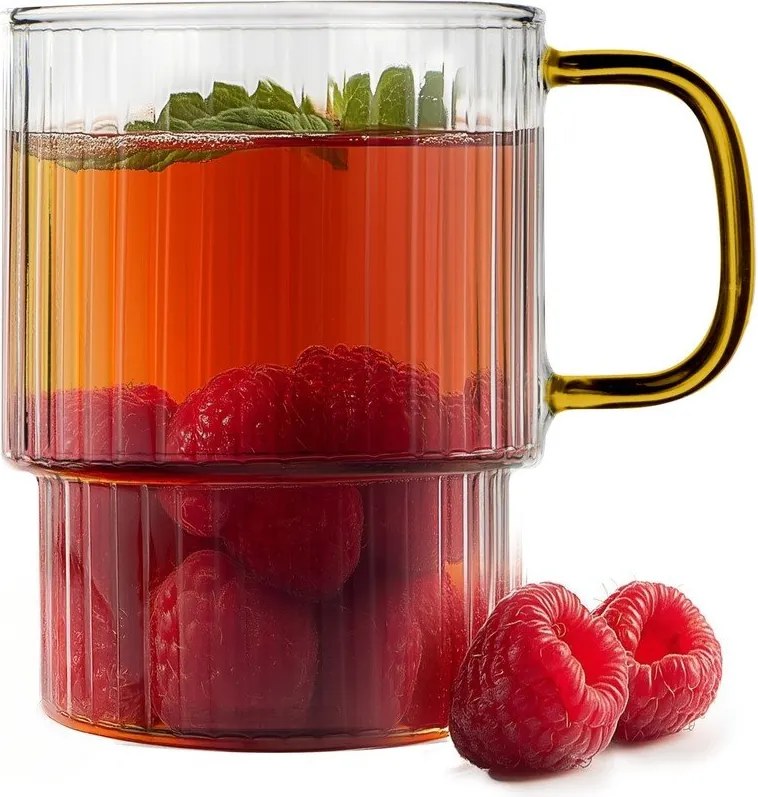Žluté skleněné hrnky v sadě 2 ks na cappuccino 350 ml Livio – Vialli Design