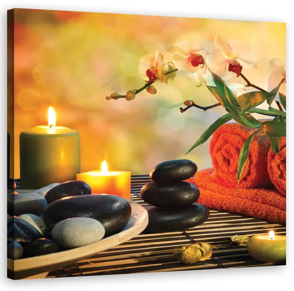 Obraz na plátně, Lázně sestavy zen kamenů - 60x60 cm