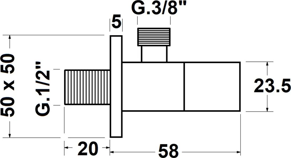Sapho rohový ventil hranatý 1/2x 3/8 zlato mat SL219