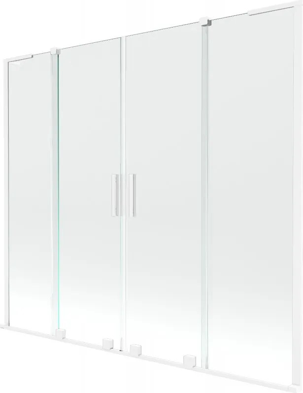 Mexen Velar L Duo, 2-křídlová posuvná vanová zástěna 200 x 150 cm, 8mm čiré sklo, bílá matná, 896-200-003-02-20