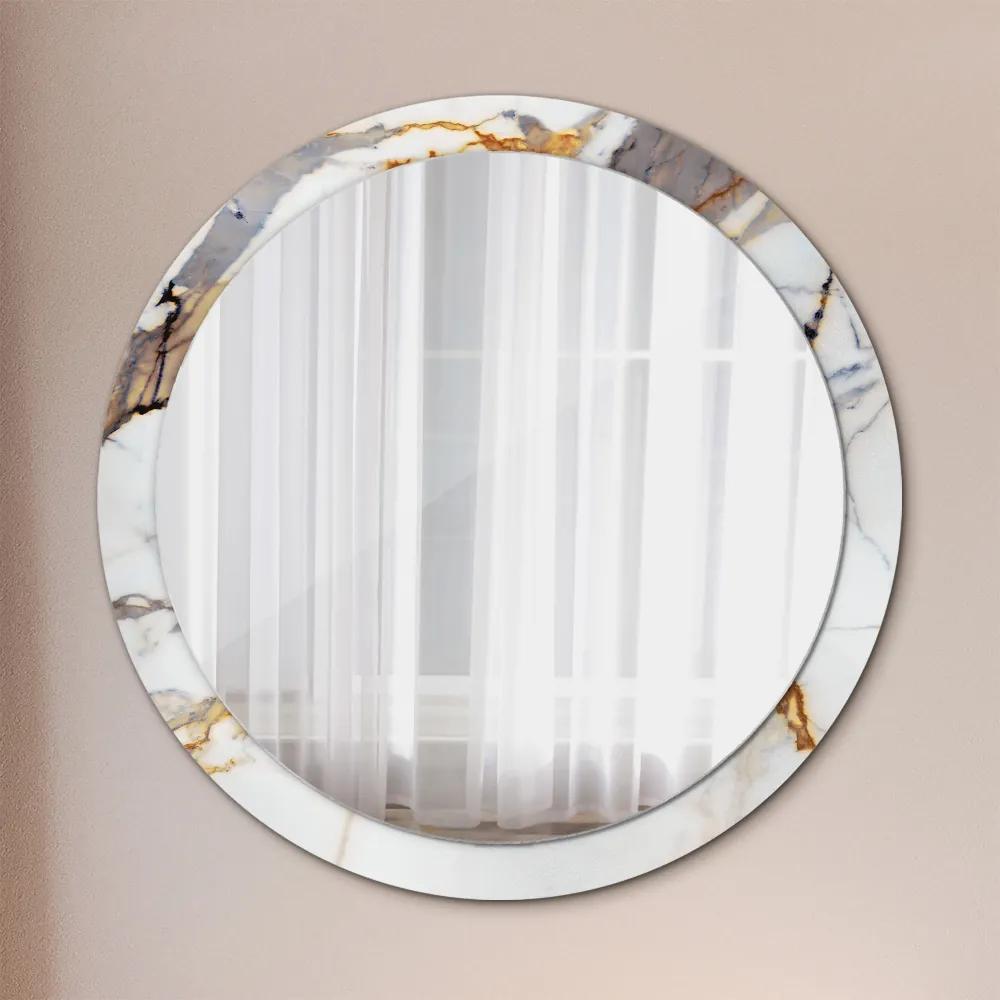 Kulaté dekorativní zrcadlo Bílý mramor fi 100 cm
