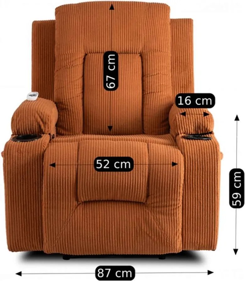 Masážní křeslo Limun 3, cihlová