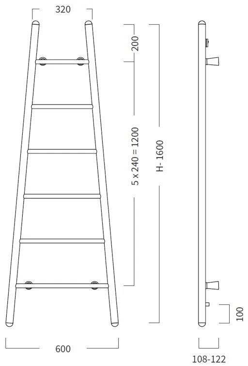 Instalprojekt Elektrický sušák ESCADA 1 Barva radiátoru - Černá matná, Rozměr radiátoru - 600 x 1600 mm, výkon 160 W RADESCE131