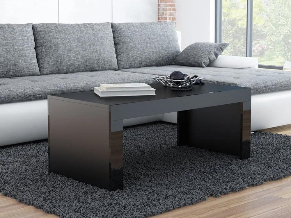 Nejlevnější nábytek Konferenční stolek DEVIN, černý mat/černý lesk
