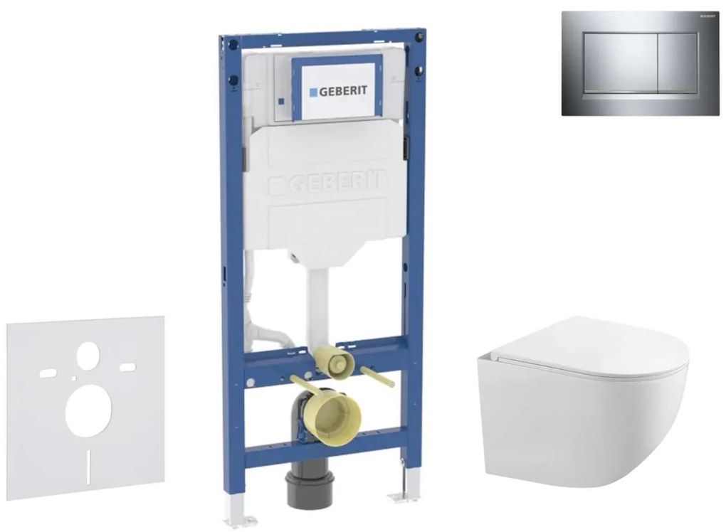Geberit Duofix - Set předstěnové instalace, klozetu Gaia a sedátka softclose, tlačítko Sigma20, chrom/chrom mat SANI11CA1127B