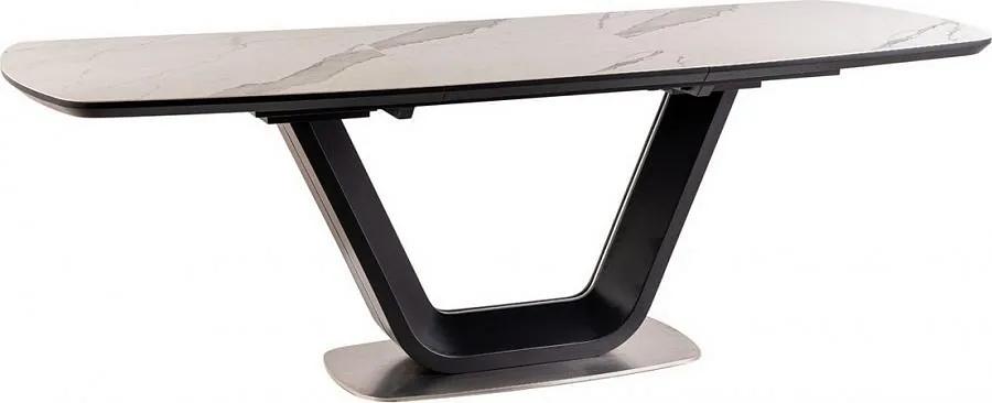 Jídelní stůl rozkládací 160x90 ARMANI ceramic bílý mramor/černý mat