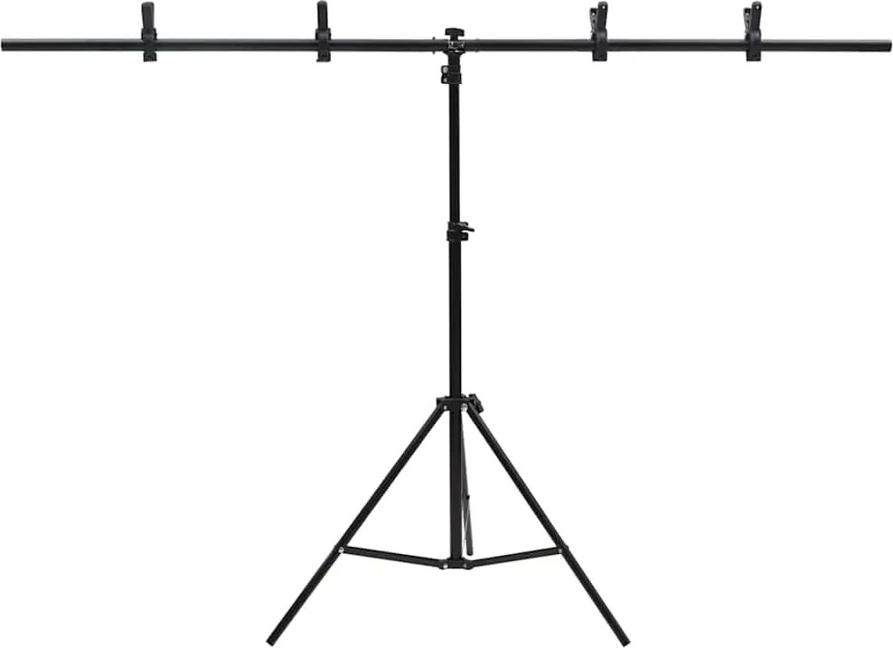 Stojan na fotopozadí ve tvaru T černý 151 x 60 x (70–200) cm 190252