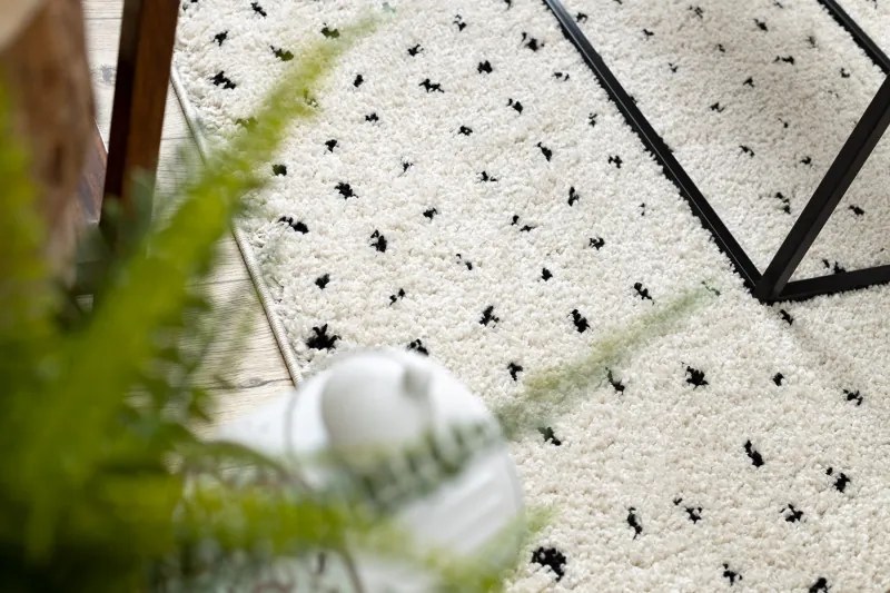 Dywany Łuszczów, Kusový koberec Berber Syla B752 dots cream, 240x330, bílá, kancelář