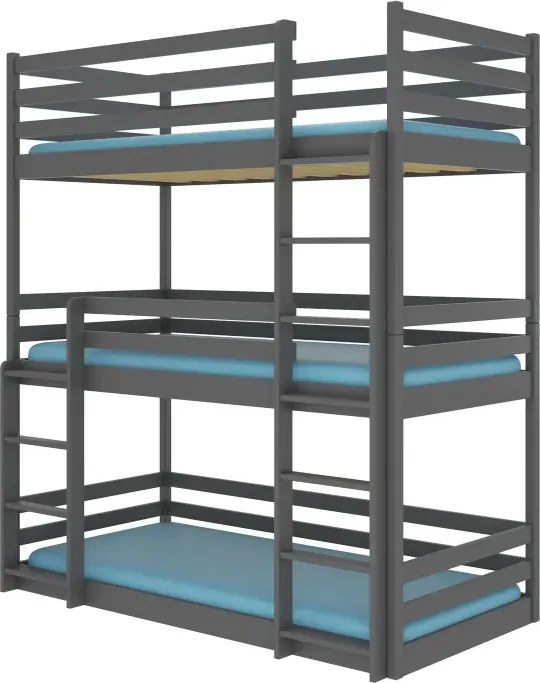 Třílůžková patrová postel TEDRO 200x90