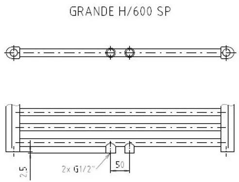 EBS GRANDE IGR6001850RWSP Radiátor rovný 60x185, středové připojení S_G60185RWSP