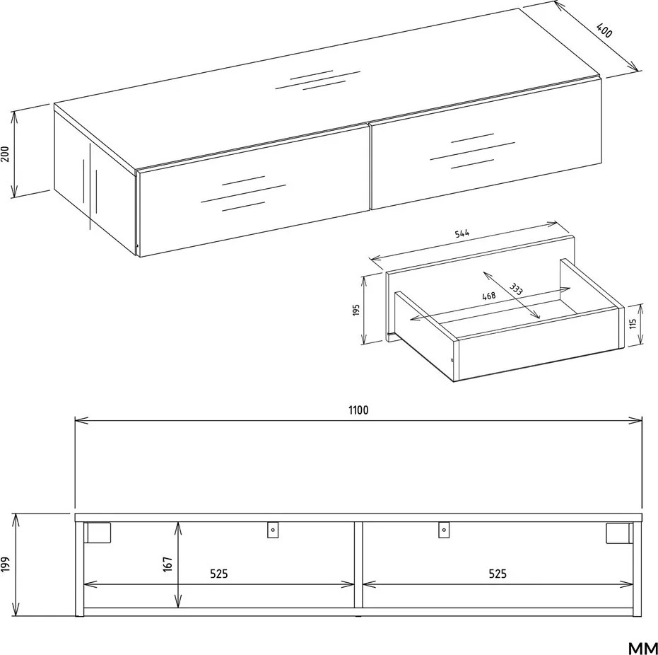 Závěsný toaletní stolek MIKA 110 cm kašmírový