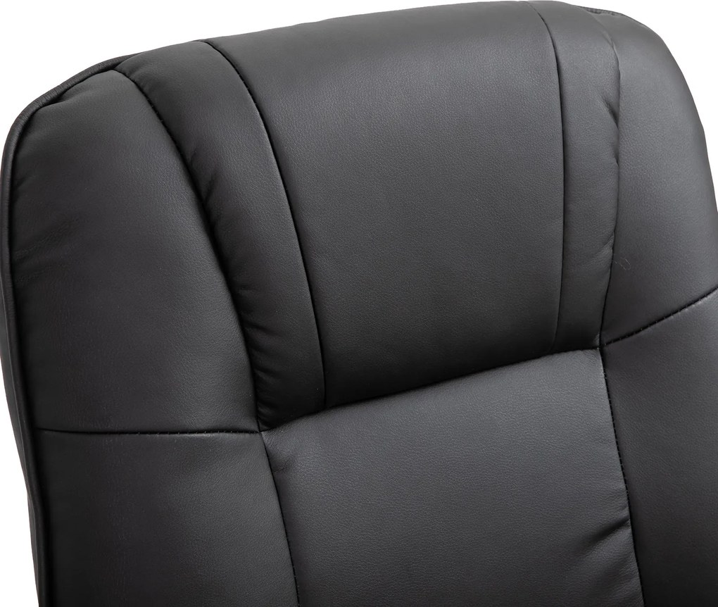 HOMCOM polohovací křeslo polohovací křeslo s podnožkou z imitace kůže 360° otočné křeslo dřevěná podnož černá 145° naklápěcí 78 x 87 x 100 cm | Aosom
