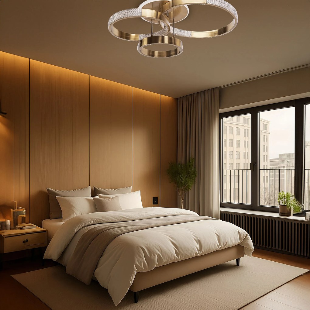 Toolight Toolight, LED stropní svítidlo 68x40cm, 42W, 4000K, 3000lm + dálkové ovládání, G004-C, zlatá matná, OSW-09745
