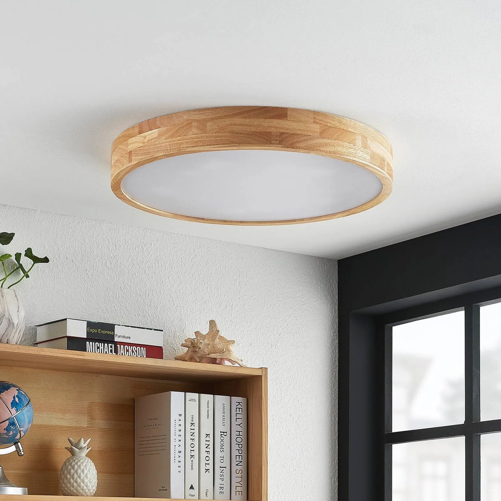Lindby Tanju stropní světlo, dub, Ø 60 cm