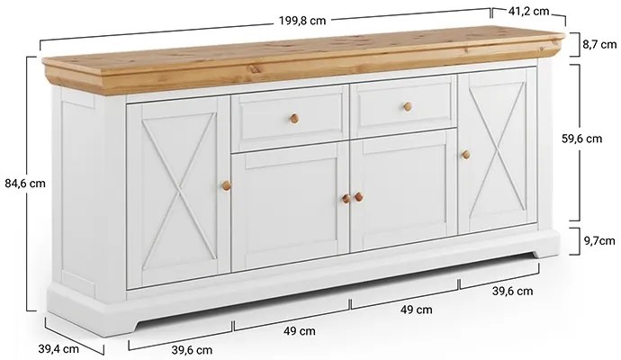 Bílý nábytek Komoda Marone Elite 2.4, dekor bílá-dřevo, masiv, borovice