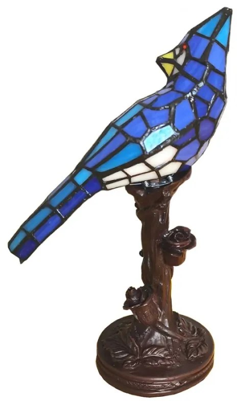 Stolní lampa Tiffany Blue Parrot – 15x12x33 cm