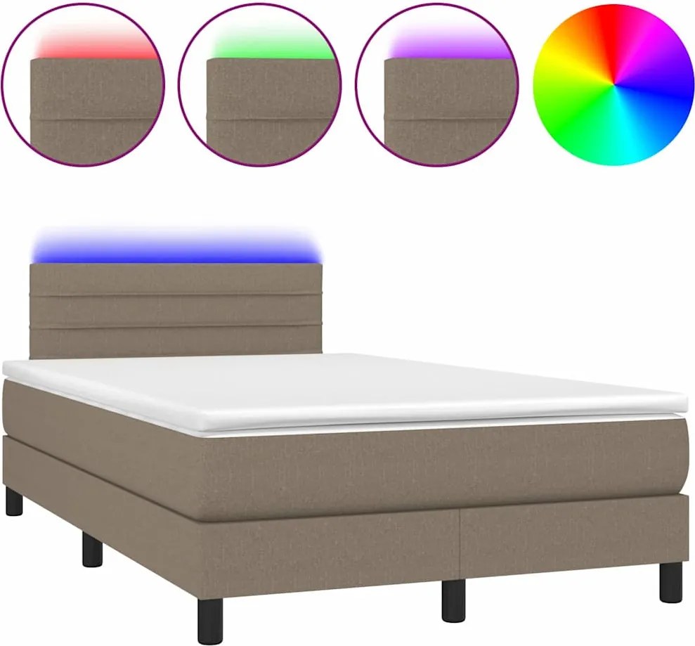 Box spring postel s matrací a LED taupe 120 x 200 cm textil 3133225