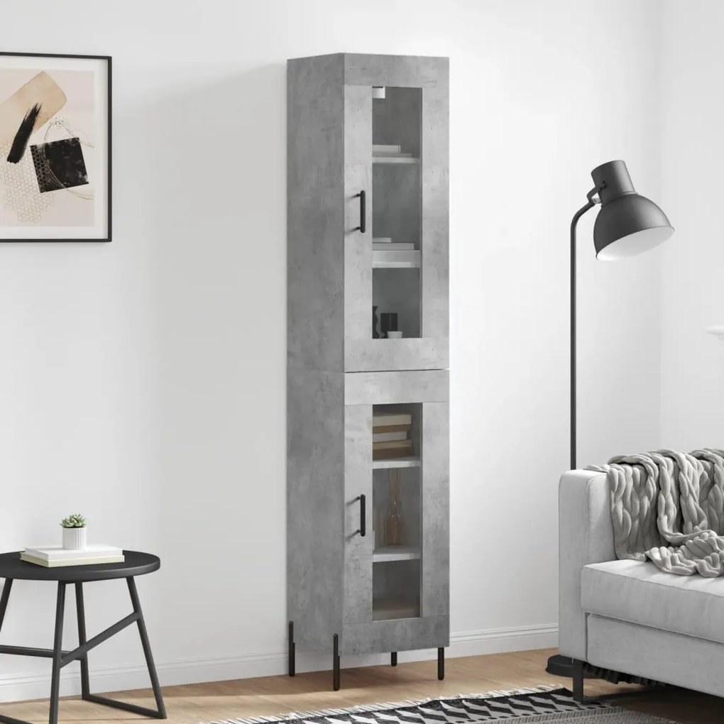 Skříň highboard betonově šedá 34,5x34x180 cm kompozitní dřevo