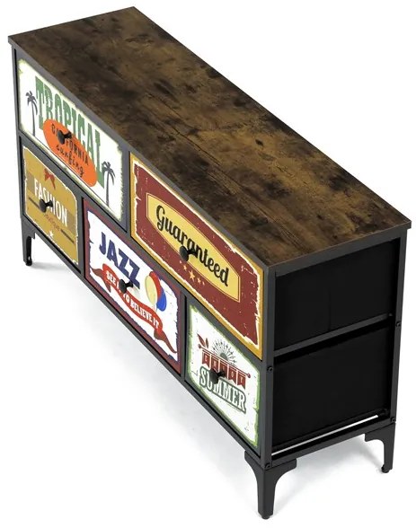 Retro komoda LINEA - old wood / MDF Barva: Vícebarevná