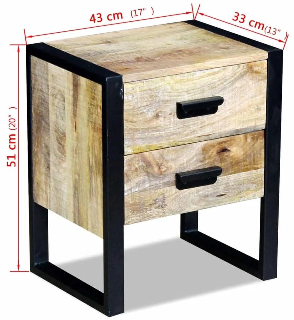 Odkládací stolek se 2 zásuvkami, masivní mangovníkové dřevo 43x33x51 cm,  243298