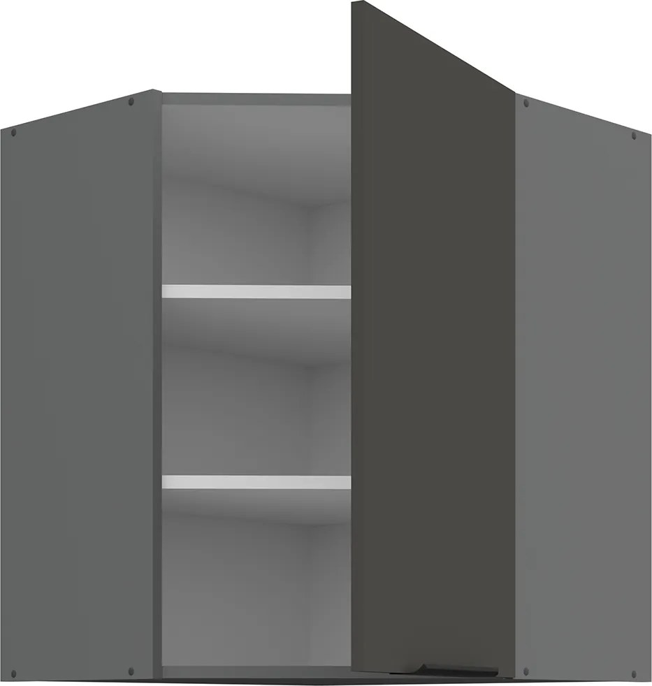 ARIA pi | horní kuchyňská skříňka 60x60 GN-72 1F (45°) rohová s policemi | 60x60 cm | antracit/šedá grafit