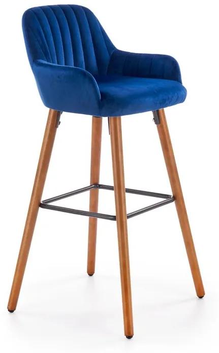 Halmar Sametová tmavě modrá barová židle H-93