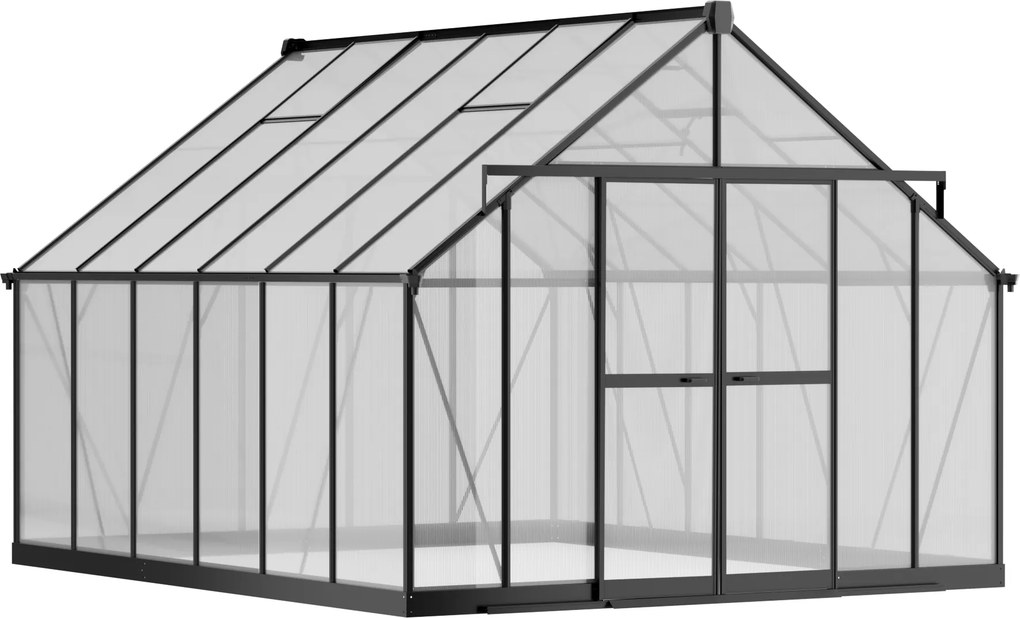 Skleník 245 x 305 x 370 cm, zesílená konstrukce, polykarbonát 6 mm