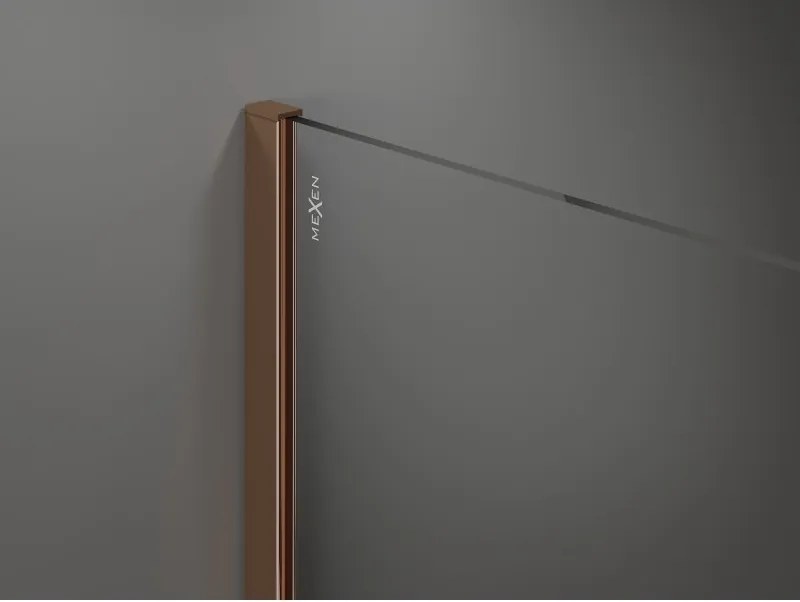 Mexen Kioto sprchová zástěna 140x200 cm 8 mm, profil růžové zlato, sklo efekt zrcadla, 800-140-101-60-50