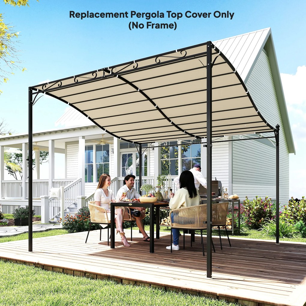 Outsunny náhradní střecha na pergolu, 298 × 293 cm – sluneční clona pro pergolu 3 × 3 m, krémově bílá