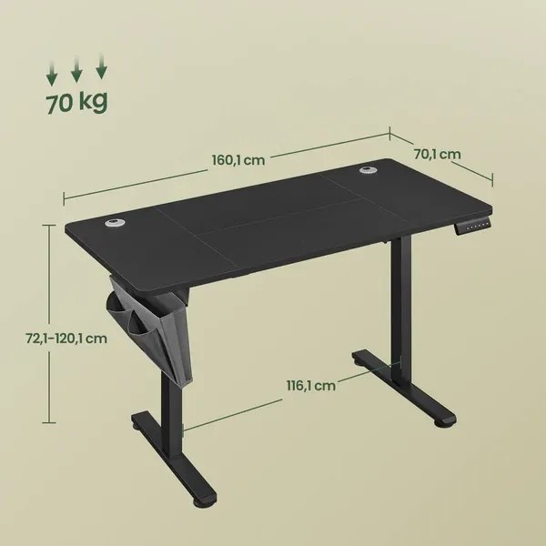 Elektricky nastavitelný psací stůl Vasagle Foral 160 cm černý