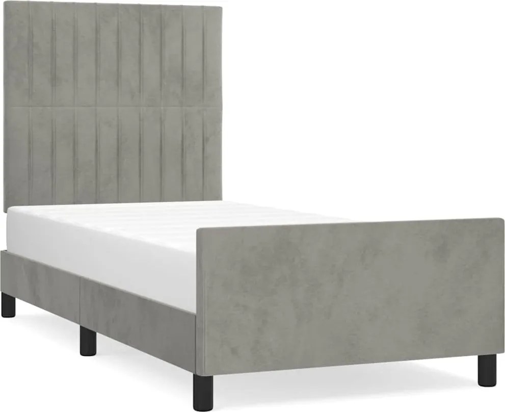 Rám postele bez matrace světle šedá 80 x 200 cm samet 3125843