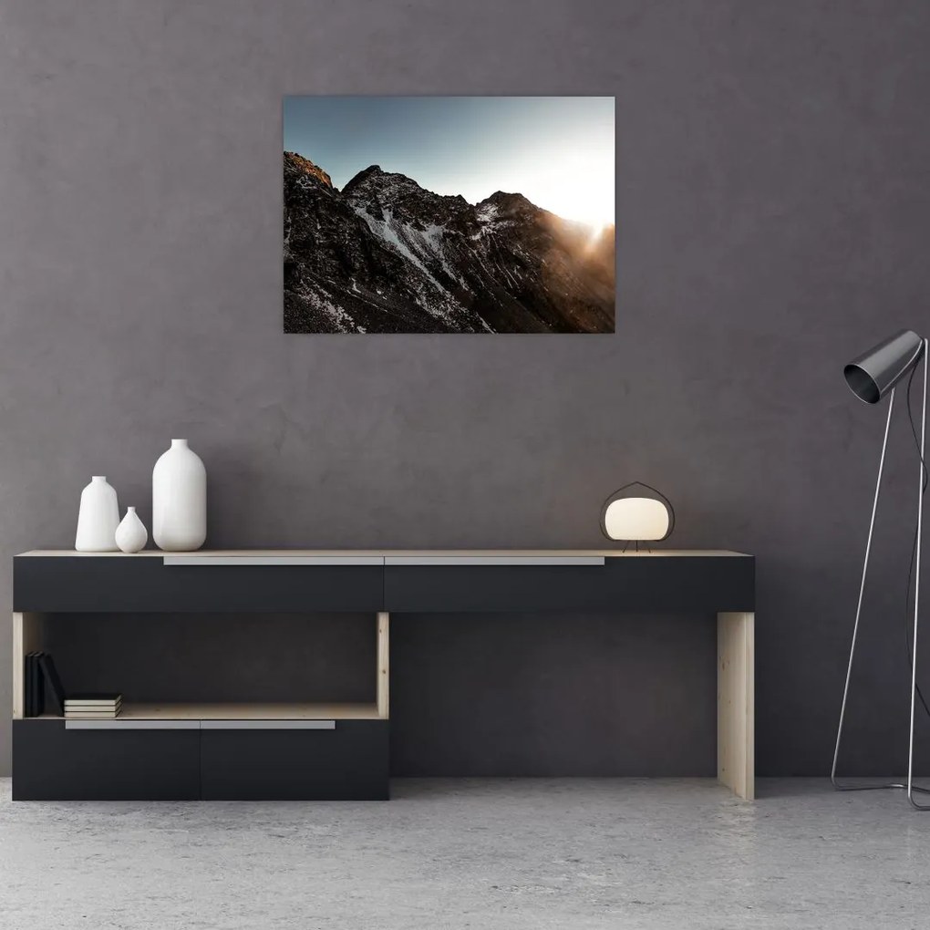 Skleněný obraz skalnatého pohoří (70x50 cm)