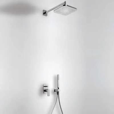 TRES - Podomítkový jednopákový sprchový set LOFTs uzávěrem a regulací průtoku. Včetně podomítkového tělesa Pevná sprcha 22 20018002