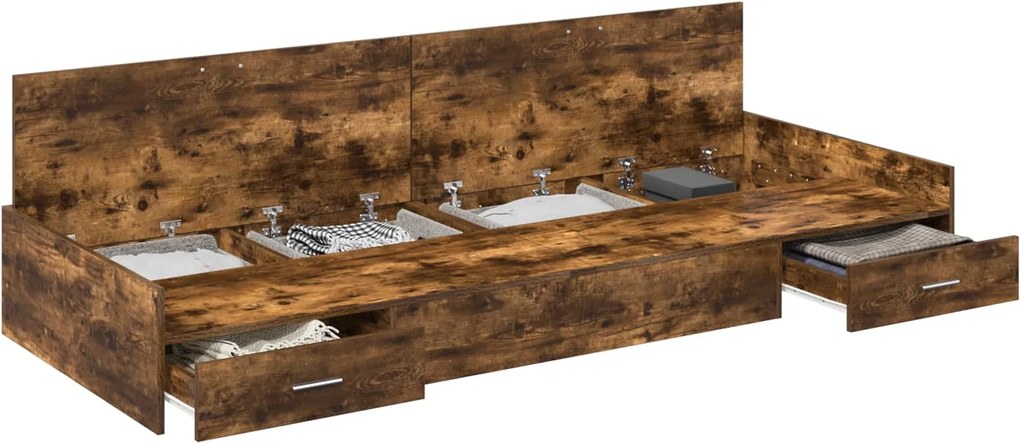Rám postele s čelo Kouřový dub 80 x 200 cm Kompozitní dřevo 3335241