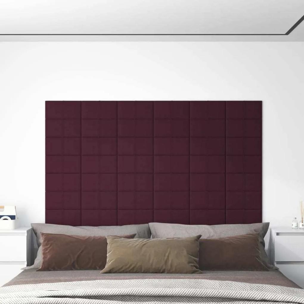 vidaXL Nástěnné panely 12 ks 30 x 15 cm textil 0,54 m² [344016] Barva: vínová červená