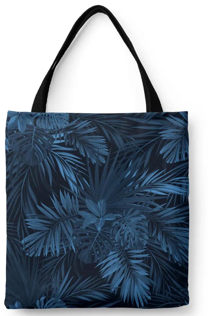 Nákupní taška Listy za svitu měsíce - rostlinný motiv v odstínech modré