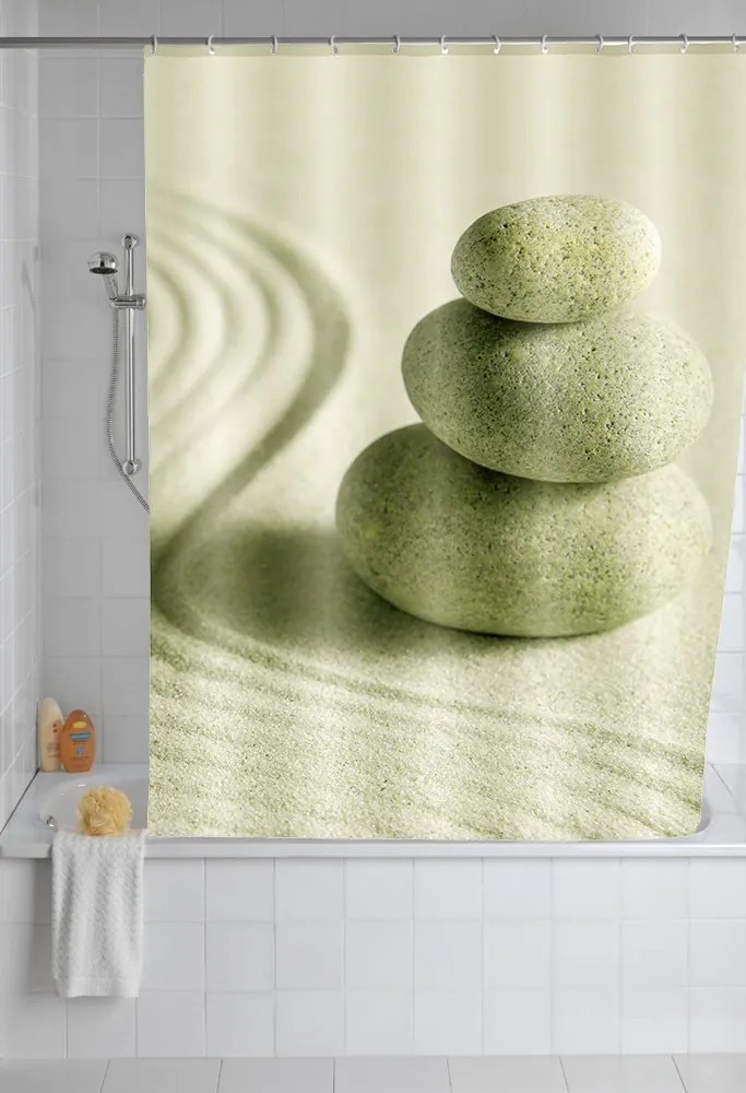 Sprchový závěs, textilní, Sand and Stone, 180x200 cm, WENKO (4008838138779)