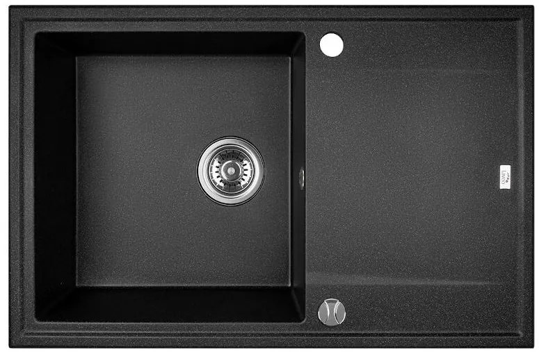 Laveo Megalo, kuchyňský granitový dřez 790x490x230 mm + dřezová baterie, černá, LAV-SBEA711T