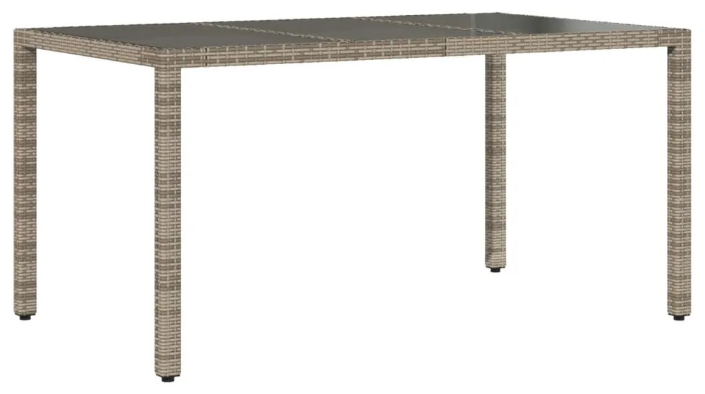 vidaXL Zahradní stůl se skleněnou deskou šedý 150x90x75 cm polyratan