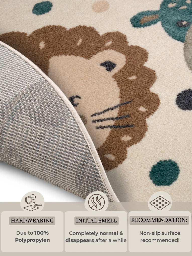 Hanse Home, Dětský koberec Adventures 105968 Cream Brown Blue kruh, 140x140 (průměr) kruh, vícebarevná, dětský pokoj