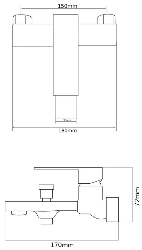 Gamma Cube, nástěnná vanová baterie, chromová, GMA-BCEW-CH