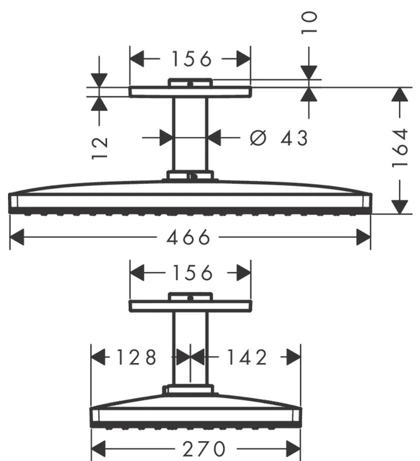 AXOR ShowerSolutions Horní sprcha 460/300 1jet s přívodem od stropu, chrom 35277000