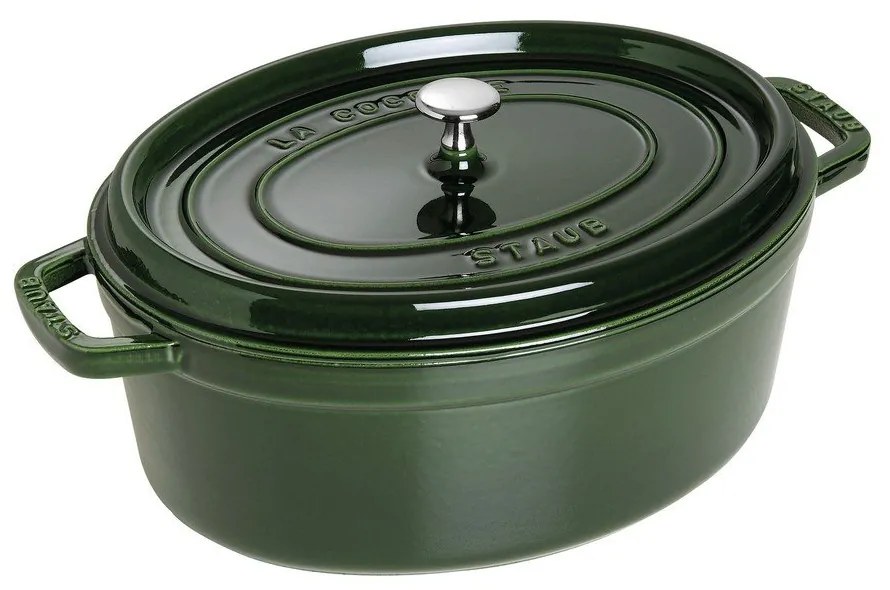 Litinový oválný hrnec s poklicí Staub Cocotte 33 cm - Bazalková