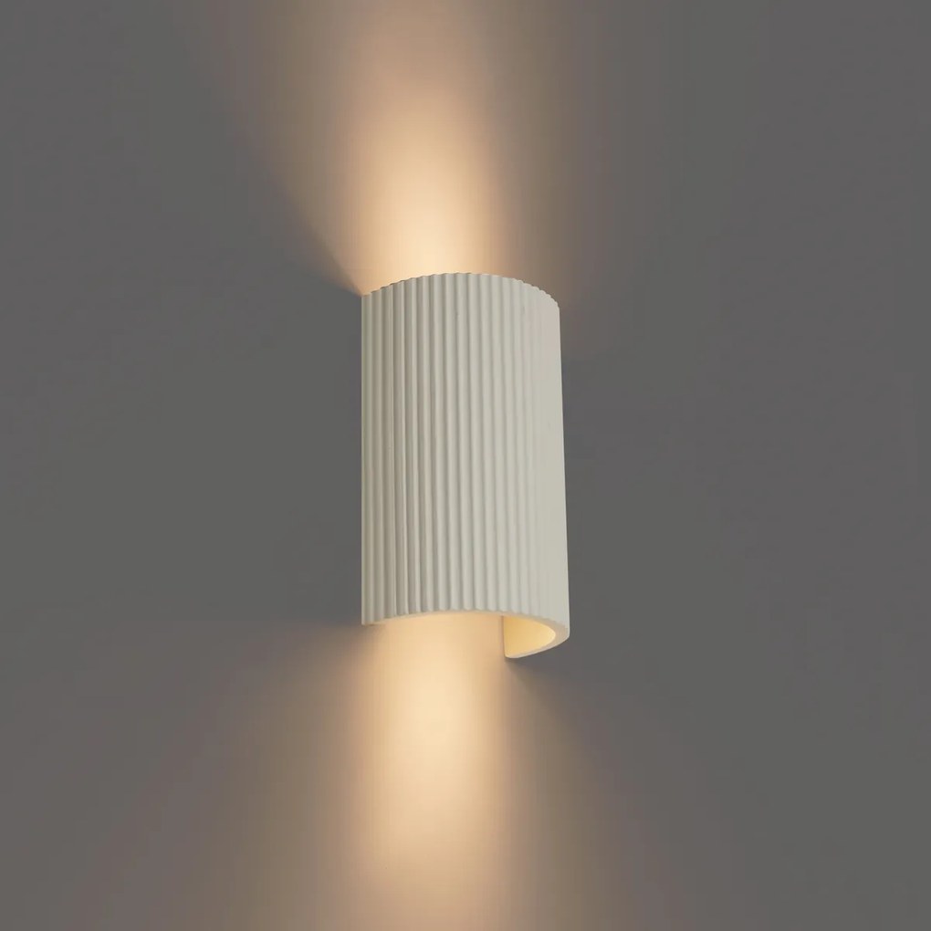 Skandinávská nástěnná lampa béžová půlkruhová 2-světla - Plaster